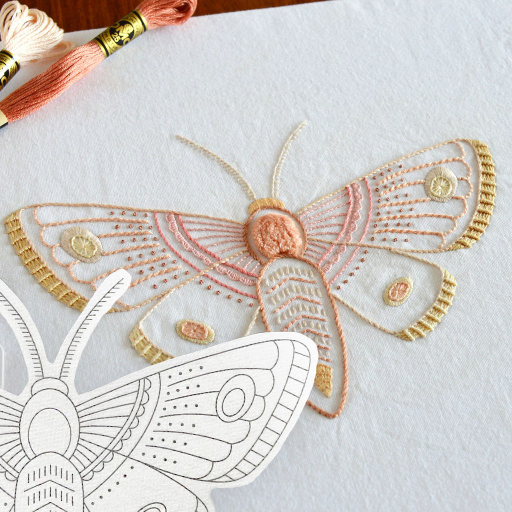 Anatomical Moth stitchable embroidery pattern + PDF by Kelly Fletcher ...