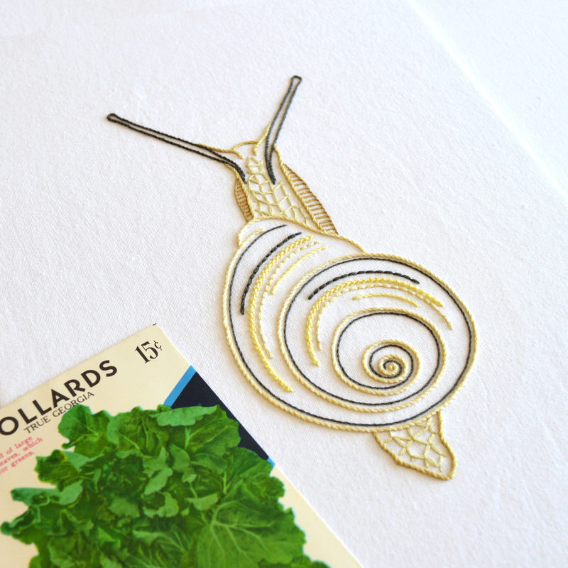 Anatomical Snail embroidery pattern PDF by Kelly Fletcher - Maydel Craft
