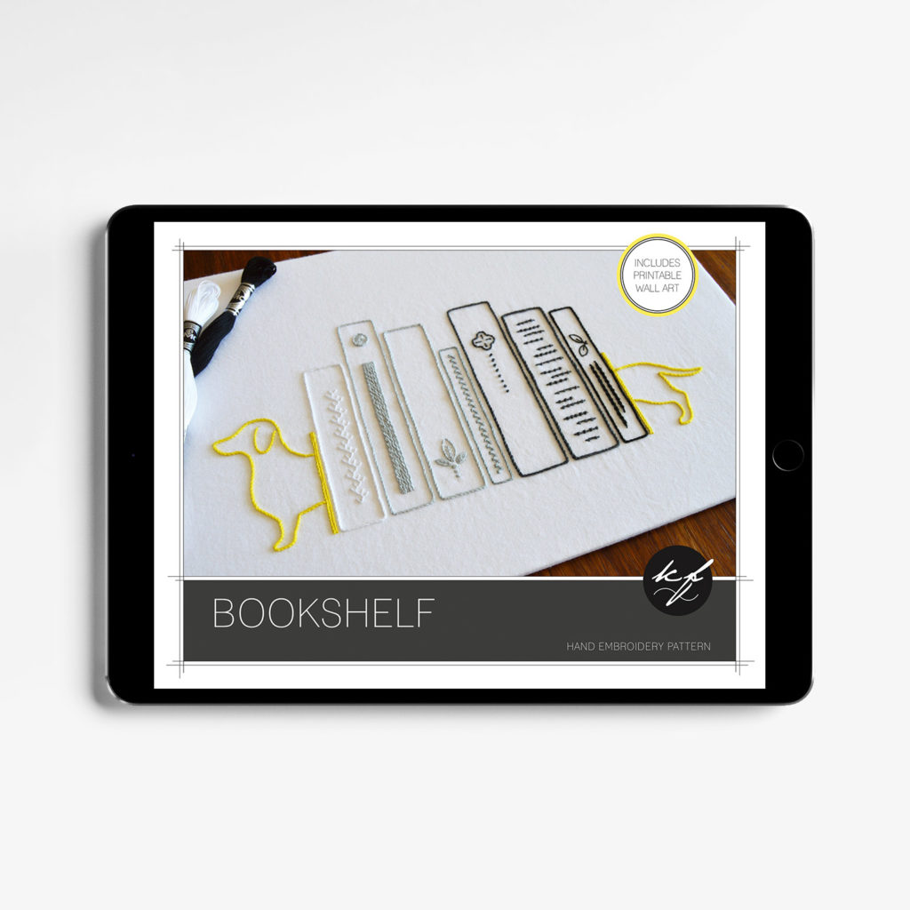 Bookshelf stitchable embroidery pattern + PDF by Kelly Fletcher - Maydel Craft