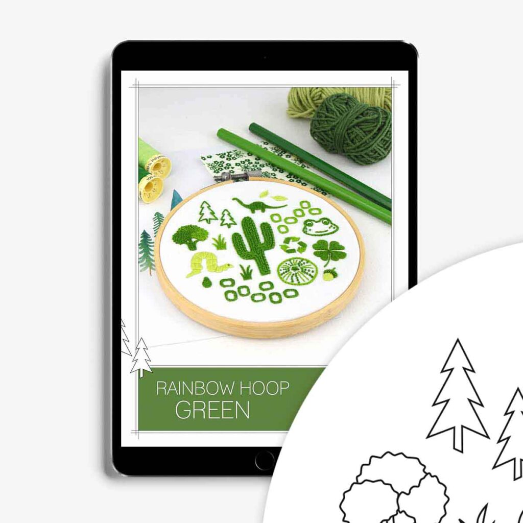 Green Rainbow Hoop embroidery by Kelly Fletcher - Maydel Craft