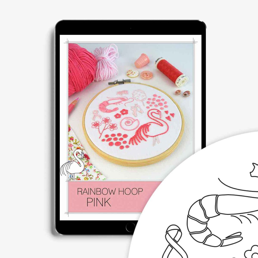 Pink Rainbow Hoop embroidery by Kelly Fletcher - Maydel