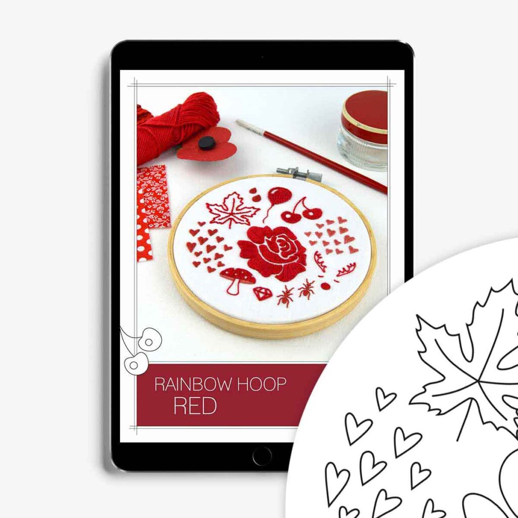 Red Rainbow Hoop stitchable pattern + PDF by Kelly Fletcher - Maydel Craft
