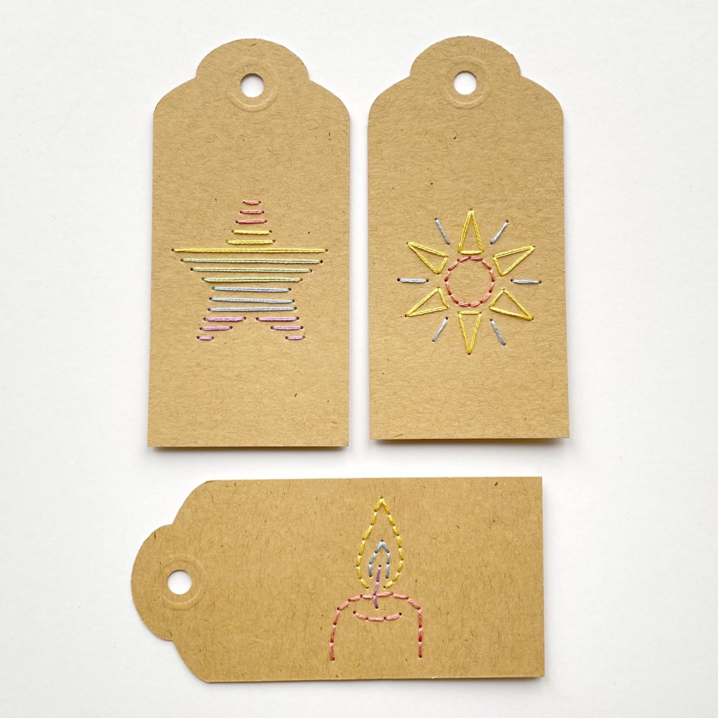 Shine Your Light paper embroidery gift tags by Mayuka Fiber Art - Maydel