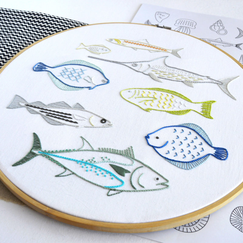 Shoal embroidery pattern PDF by Kelly Fletcher - Maydel Craft