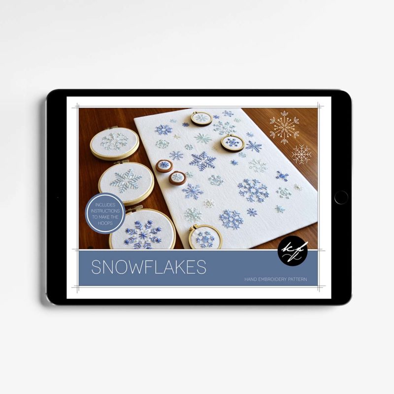 Snowflakes embroidery pattern PDF by Kelly Fletcher - Maydel Craft
