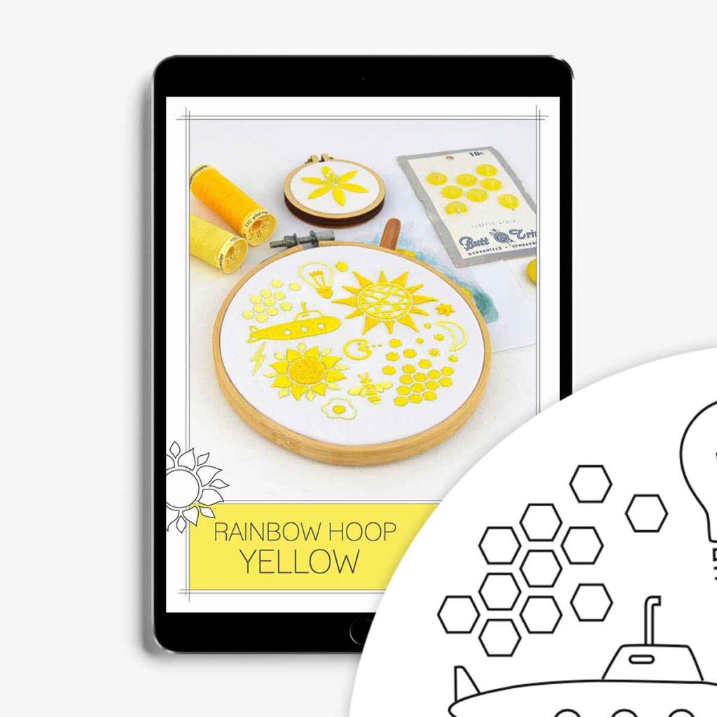 Yellow Rainbow Hoop stitchable pattern + PDF by Kelly Fletcher - Maydel ...
