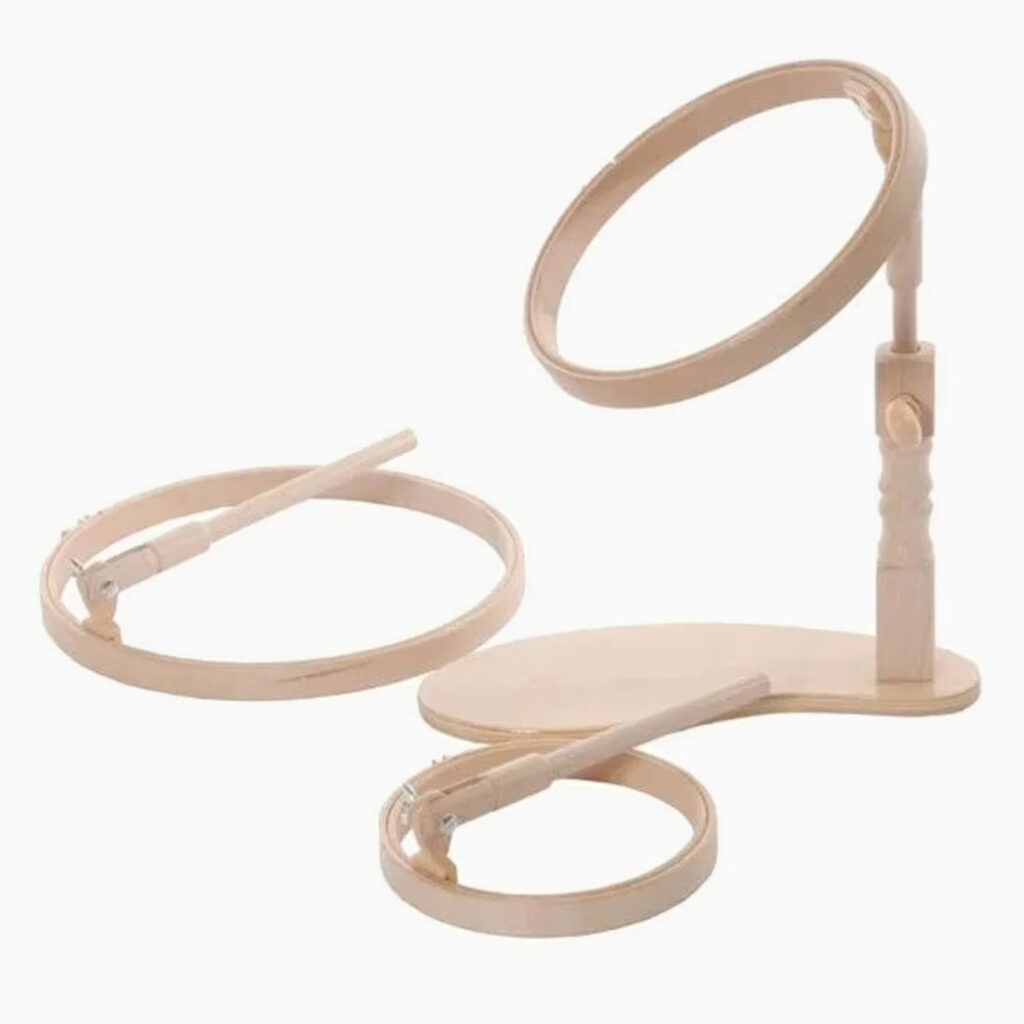 Wood embroidery seat frame with 3 hoops - Maydel Craft