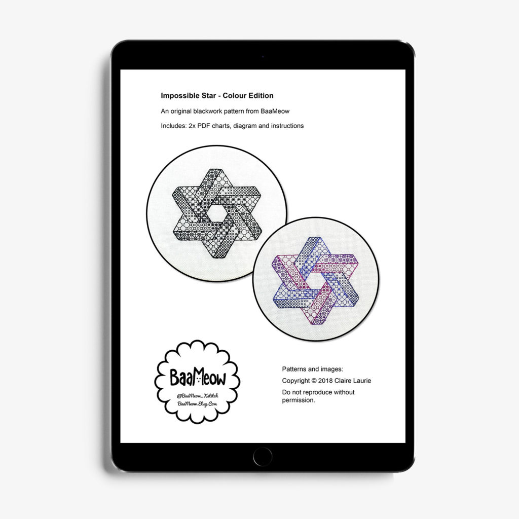 Impossible Star Blackwork Patterns by BaaMeow - Maydel Craft