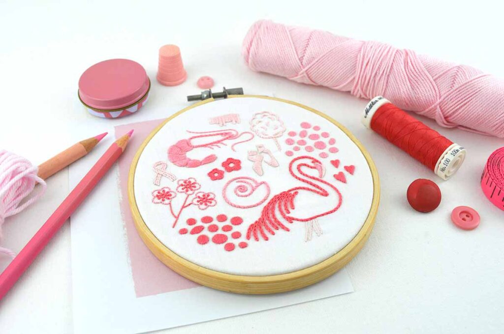 Pink Rainbow Hoop embroidery by Kelly Fletcher - Maydel