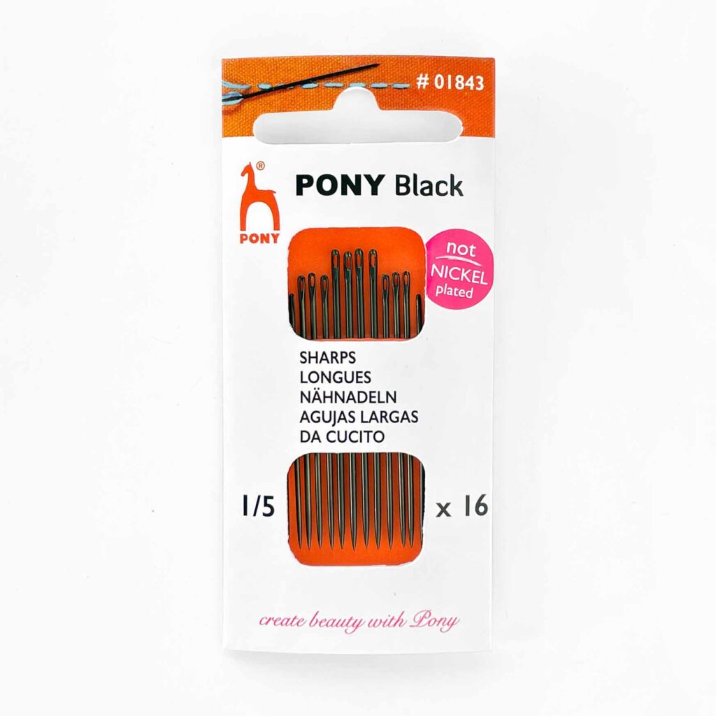 Pony Black Nickel-Free Sharps Needles with black eyes - Maydel Craft