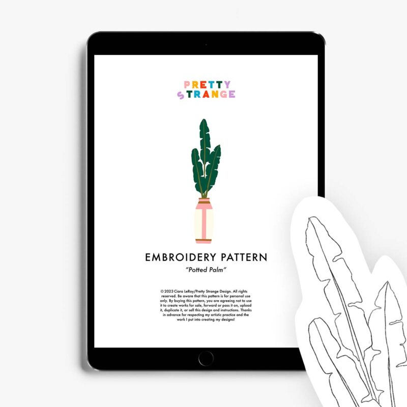 Potted Palm stick-and-stitch + PDF embroidery pattern - Maydel Craft