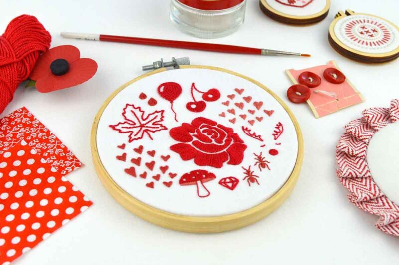 Red Rainbow Hoop embroidery by Kelly Fletcher - Maydel