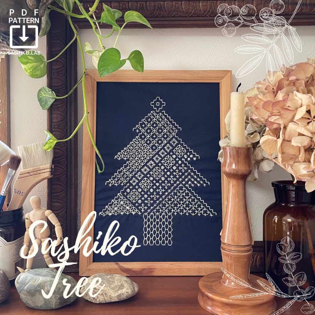 Sashiko Tree sampler pattern PDF by Sashiko.Lab - Maydel Craft