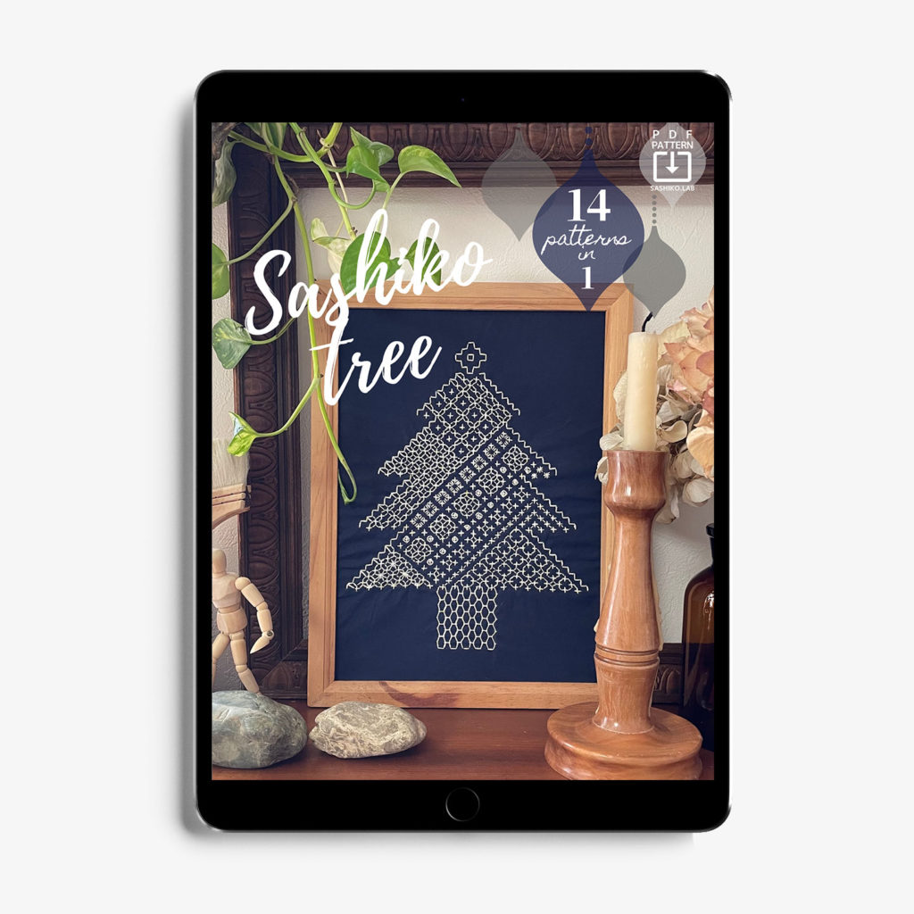 Sashiko Tree sampler pattern PDF by Sashiko.Lab - Maydel Craft