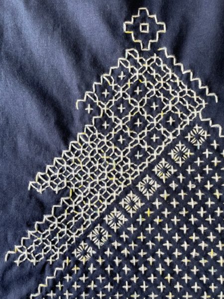 Sashiko Tree bundle by Sashiko.Lab, white on navy - Maydel